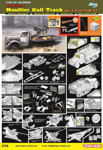 Dragon 6788 Sd.Kfz. 3a Maultier Half Track mit 3,7 cm FlaK 37 (Smart Kit)