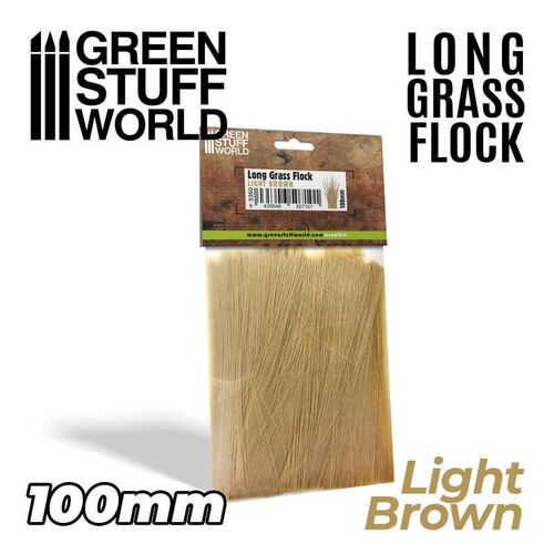 Green Stuff World 3350 Long Grass Flock 100mm - Light Brown
