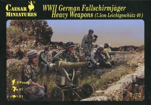 Caesar Miniatures H098 WWII German Fallschirmjäger Heavy Weapon (7.5cm Leichtgeschütz 40)
