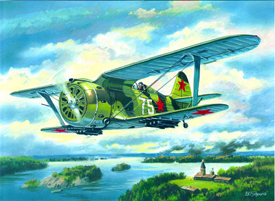 ICM 72074 I-153 "Chaika" WWII Soviet Biplane Fighter