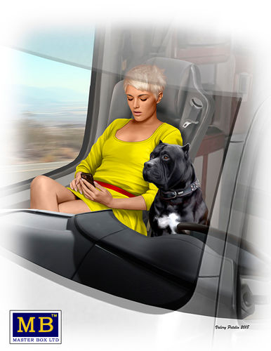 Master Box 24045 Truckers series. Joni (Lookout) Johnson & her dog Maxx /