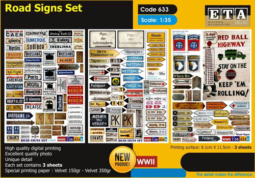 ETA DIORAMA ACCESSORIES 633 Road WWII Signs Set