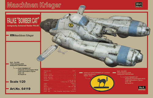 Hasegawa 64119 Falke Antigravity Armored Raider Pkf.85 "Bomber Cat" with embroidered badge