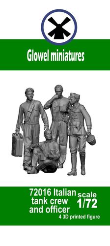 Glowel Miniatures 72016 Italian Tank Crew And Officer (4 Figures, 3D Printed)