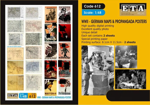 ETA DIORAMA ACCESSORIES 612 German WWII Maps & Propangada Posters