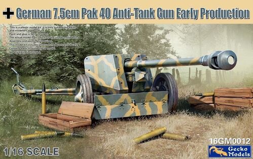 Gecko Models 16GM0012 German 7,5 cm Pak 40 Anti-Tank Gun Early Prod.
