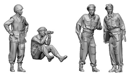 Glowel Miniatures 72005 British Tank Crew 1944-1945 (4 Figures, 3D Printed)