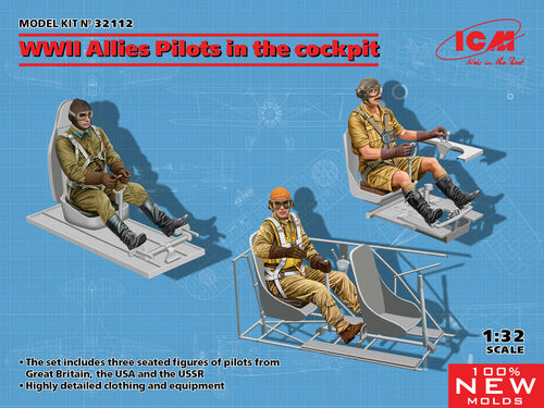 ICM 32112 WWII Allies Pilots in the cockpit (British, American, Soviet) (100% new molds)