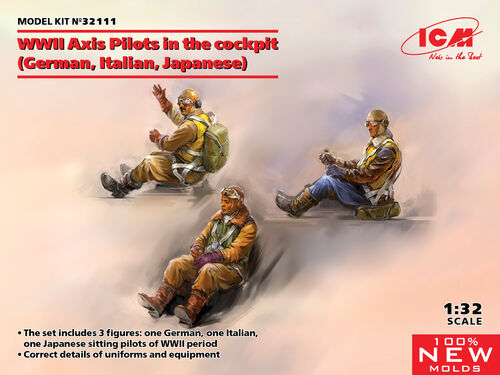 ICM 32111 WWII Axis Pilots in the cockpit (German, Italian, Japanese) (100% new molds)