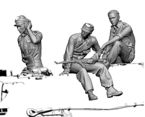 Glowel Miniatures 35946 Jagdpanther Crew (3 Figures, 3D Printed)
