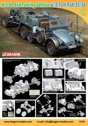 Dragon 7419 Kfz.69 6x4 Towing Vehicle w/3.7cm PaK 35/36