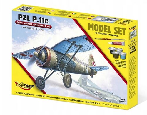 Mirage-Hobby 848094 PZL P.11c Polski samolot myśliwski WWII - Model Set