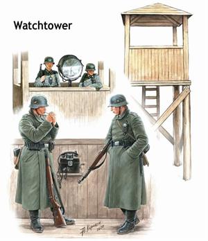 Master Box 3546 Watch Tower, 4 Figures, Watch tower with search light and phone