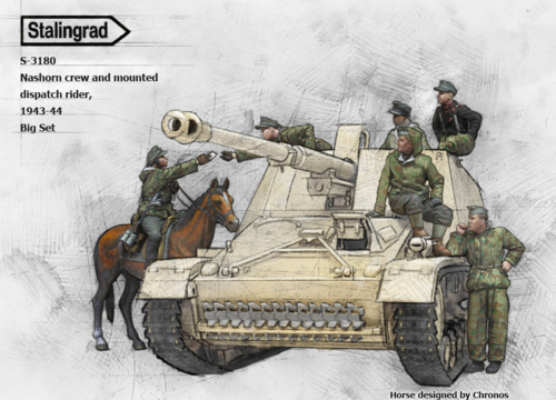 Stalingrad 3180 Nashorn crew and mounted dispatch rider set