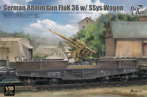Border Model BT044 German 88mm Gun FlaK 36 With SSys Wagon