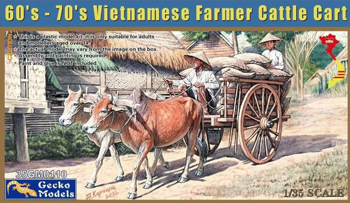 Gecko Models 35GM0110 60'-70's Vietnamese Farmer Cattle Cart