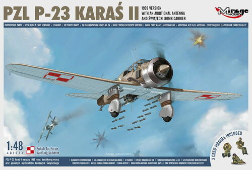 Mirage-Hobby 481601 PZL P-23 Karaś II z figurkami (1939 version) - Profi Set