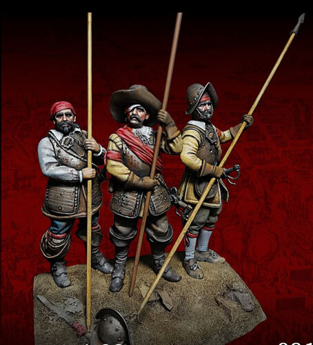 M-Model 32152 Spanish Pikemen - Rocroi 1643 (3 Figures)