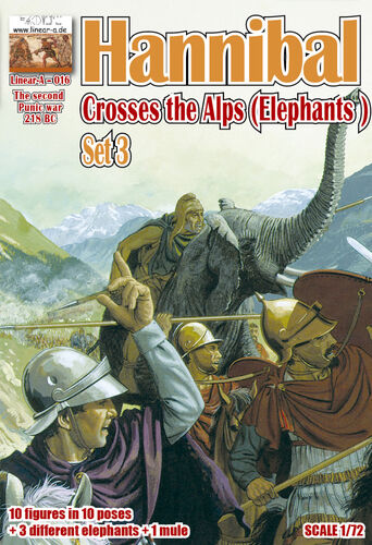 Linear-A 016 Hannibal crosses the Alps Set 3 (10 figures with 3 elephants and 1 mule)