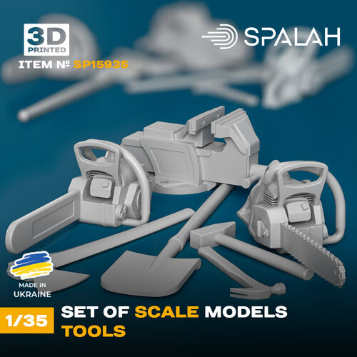 Spalah 15935 Tools (Shovel, Vice, Chainsaw With And Without Cover, Hammer, Sledgehammer And Axe)