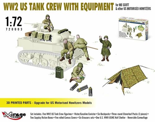 Mirage-Hobby 720003 WW2 US Tank Crew With Equipment For M8 Scott And Other US Motorised Howitzers
