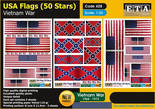ETA DIORAMA ACCESSORIES 428 Vietnam War - USA Flags (50 stars)