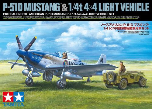 Tamiya 25205 North American P-51D Mustang & 1/4-ton 4x4 Light Vehicle Set