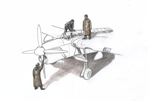 CMK F72330 Barracuda Mechanics (3 figures, aboard carrier w/ raincoat) for Sp. Hobby kit