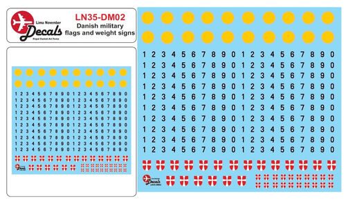 Lima November Decals 35-DM02 Danish military flag and weight signs