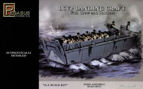 Pegasus 7650 LCVP Landing Craft - with 12 figures and sea base