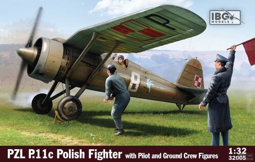 IBG 32005 PZL P.11c Polish Fighter with Pilot and Ground Crew Figures