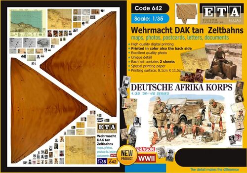 ETA DIORAMA ACCESSORIES 642 Wehrmacht WWII DAK tan Zeltbahns