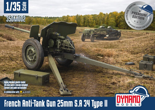 Dynamo-Models 35DM002P French Anti-Tank Gun 25mm S.A 34 Type II Premium Edition