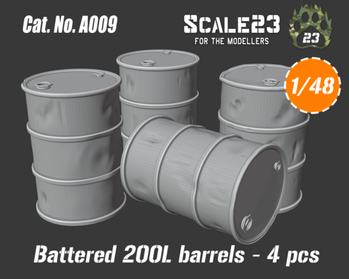Scale23 48-A009 Battered barrels 200L - 4 pcs