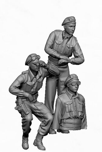 Glowel Miniatures 48012 British Sherman Crew (3 Figures, 3D Printed)