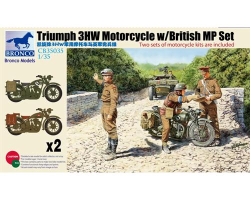 Bronco CB35035 British Triumph 3HW Motorcycle with British Military Police (2 pieces)