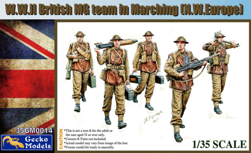 Gecko Models 35GM0014 W.W.II British MG Team In Marching N.W. Europe