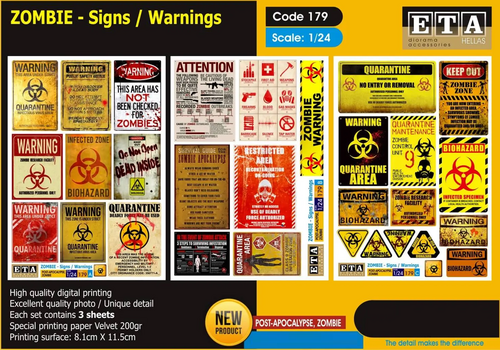 ETA DIORAMA ACCESSORIES 179 Zombie - Signs warnings
