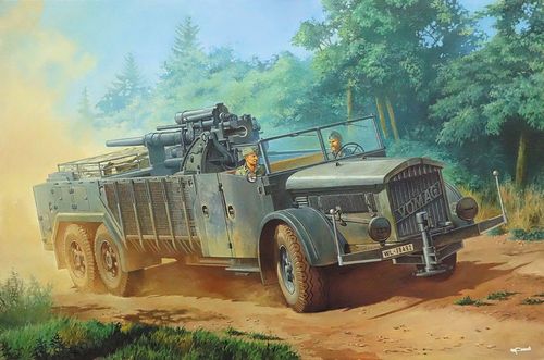 Roden 727 Selbstfahrlafette auf Fahrgestell VOMAG 7 or 660 mit 8,8cm Flak