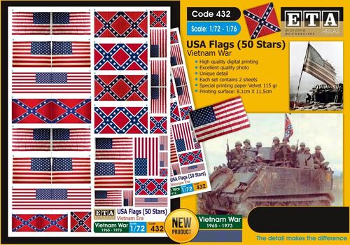 ETA DIORAMA ACCESSORIES 432 Vietnam War - USA Flags (50 stars)