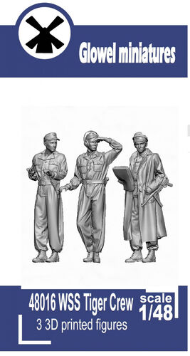 Glowel Miniatures 48016 WSS Tiger Crew (3 Figures, 3D Printed)