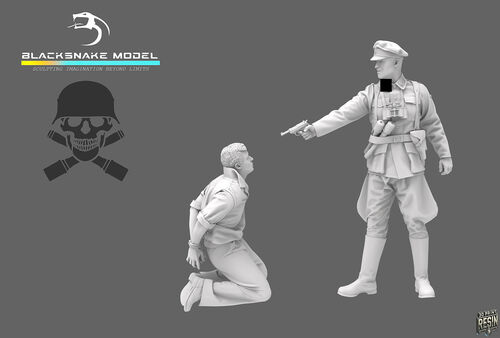 BlackSnake Model Waffen-08-09 German WWII Waffen SS Soldiers 8 / 9 (2 figures)