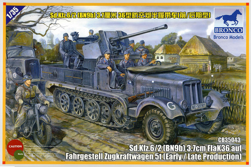 Bronco CB35043 Sd.Kfz.6/2 [BN9b] 3.7cm Flak36 auf Fahrgestell Zugkraftwagen 5t (Early/Late Production)