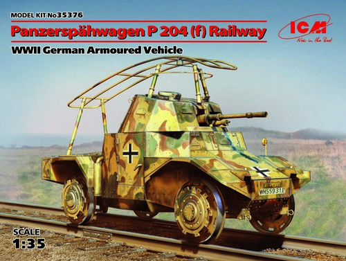 ICM 35376 Panzerspähwagen P 204 (f) Railway, WWII German Armoured Vehicle