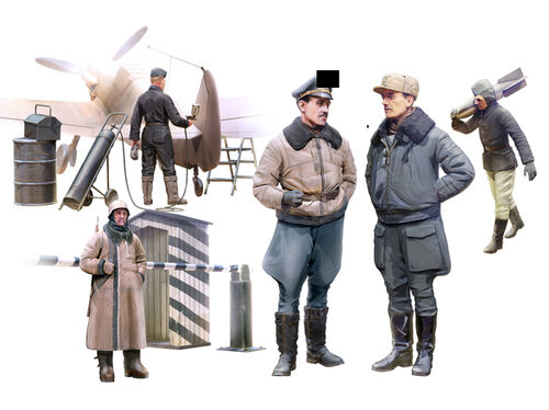 ICM 48086 WWII German Luftwaffe Pilots and Ground Personnel in Winter Uniform