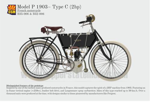 Copper State Models B35-006 French Motorcycle Model P - Type C 1903 (3D-Printed)