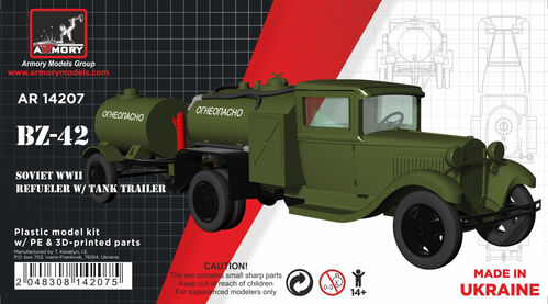Armory Models Group 14207 BZ-42 Soviet WWII Refueler On GAZ-AA Chassis With Fuel Tank Trailer