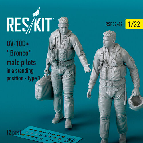 RES/KIT F32-0042 OV-10D+ 'Bronco' Male Pilots (In A Standing Position - Type 1) (2pcs) (3D Printed)