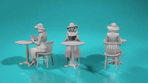 EMP3D 99204710-35 Klient Kawiarni - Dama Czytająca Książkę