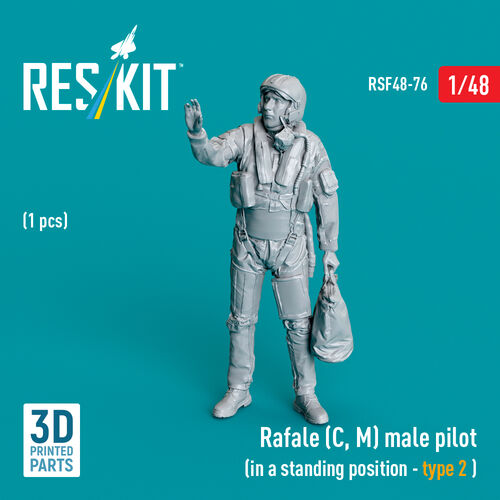 RES/KIT F48-0076 Rafale (C, M) Male Pilot (In A Standing Position - Type 2) (1pc) (3D Printed)